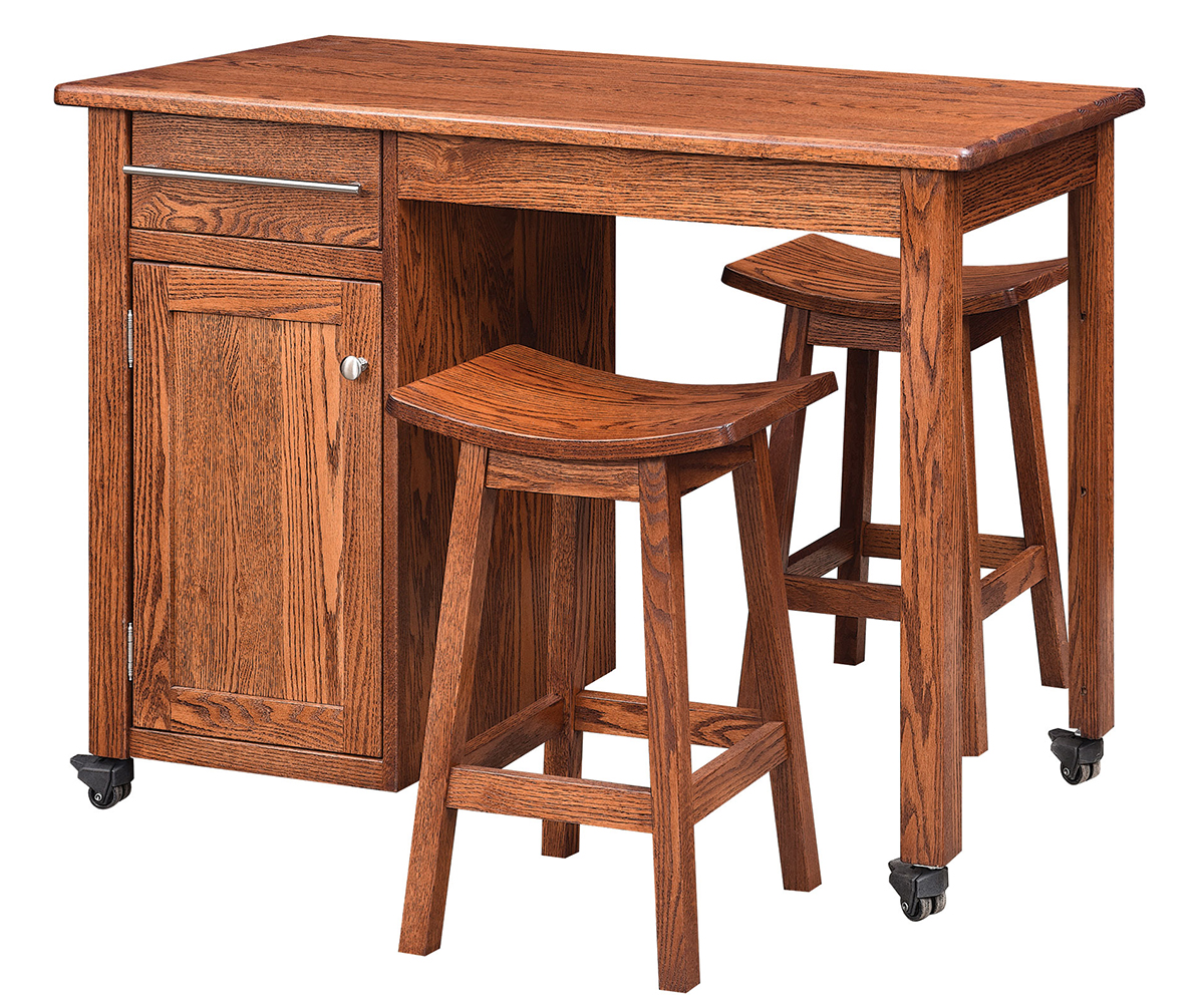 Chefs Work Station With Open End | Amish Oak & Cherry | Hickory, NC