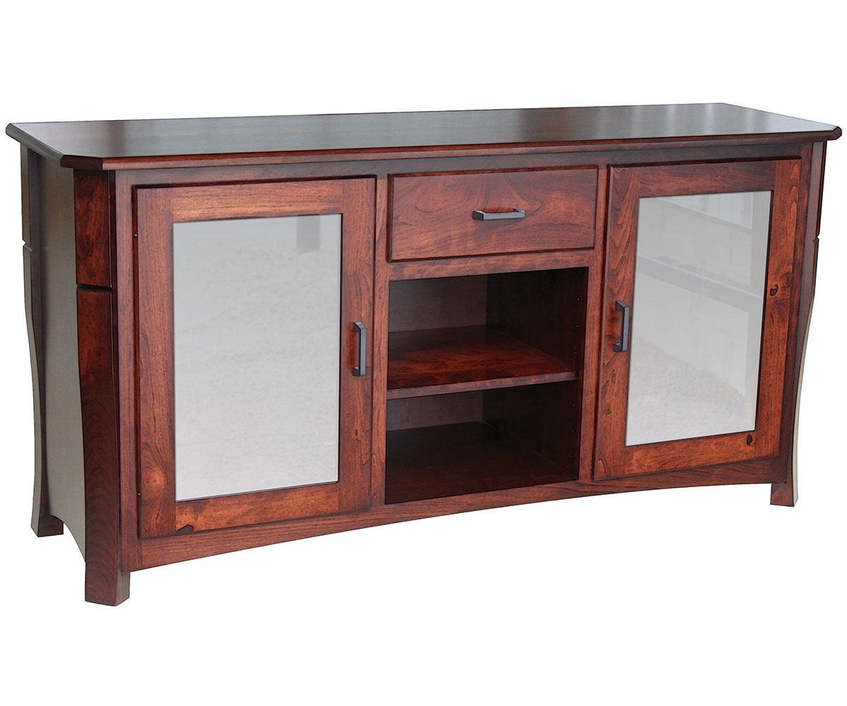 Hamlin Sofa TV Console | Amish Oak & Cherry | Hickory, NC