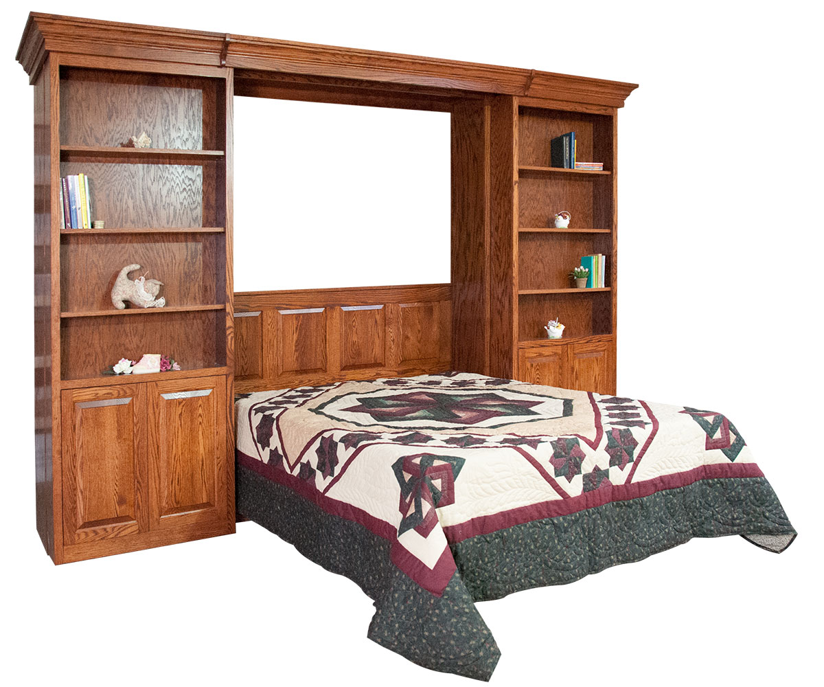 Library Bookcase Bed With Crown Molding | Amish Oak & Cherry | Hickory, NC