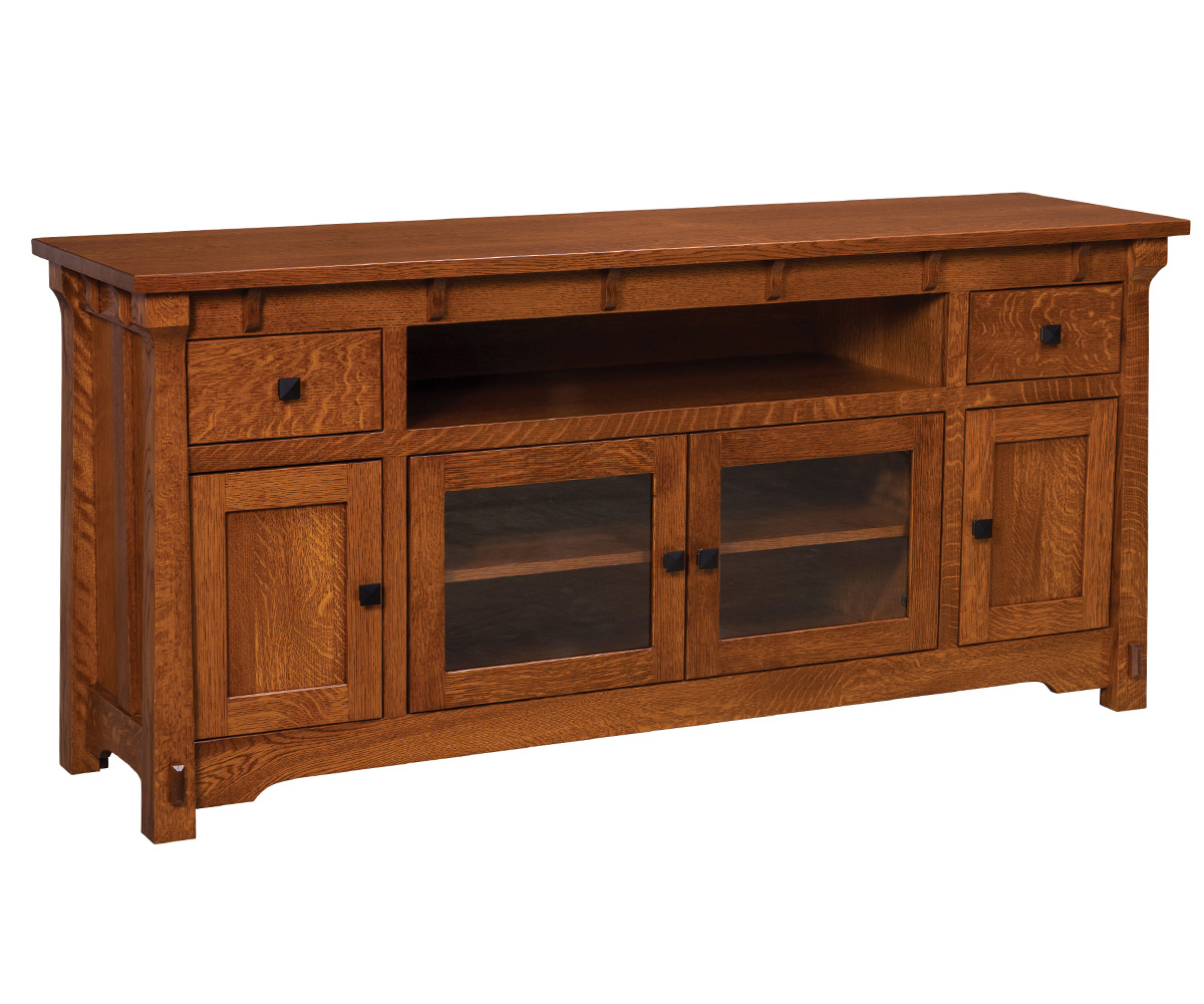 Manitoba TV Console - 71"W | Amish Oak & Cherry | Hickory, NC