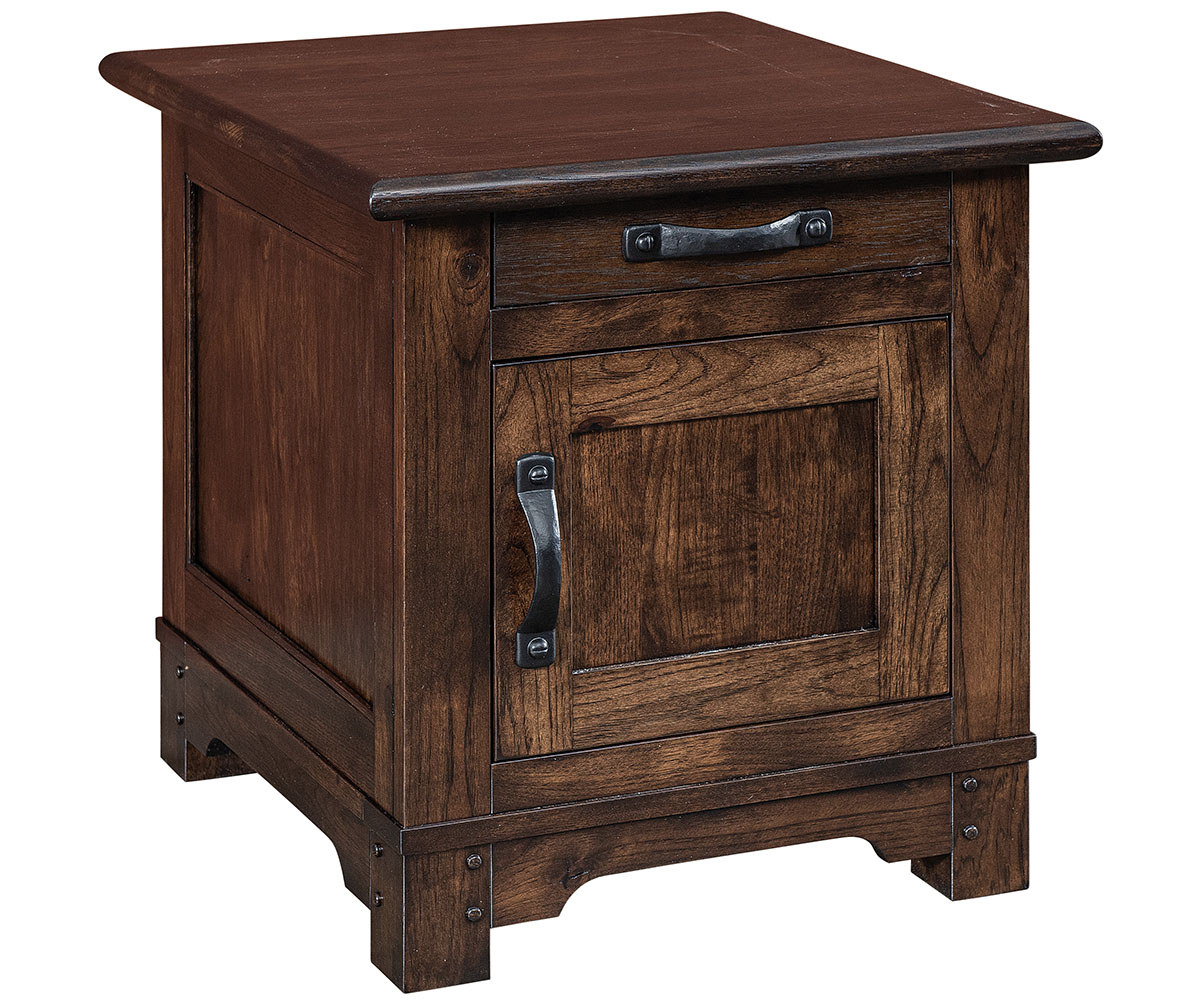 Farmhouse Enclosed End Table | Amish Oak & Cherry | Hickory, NC