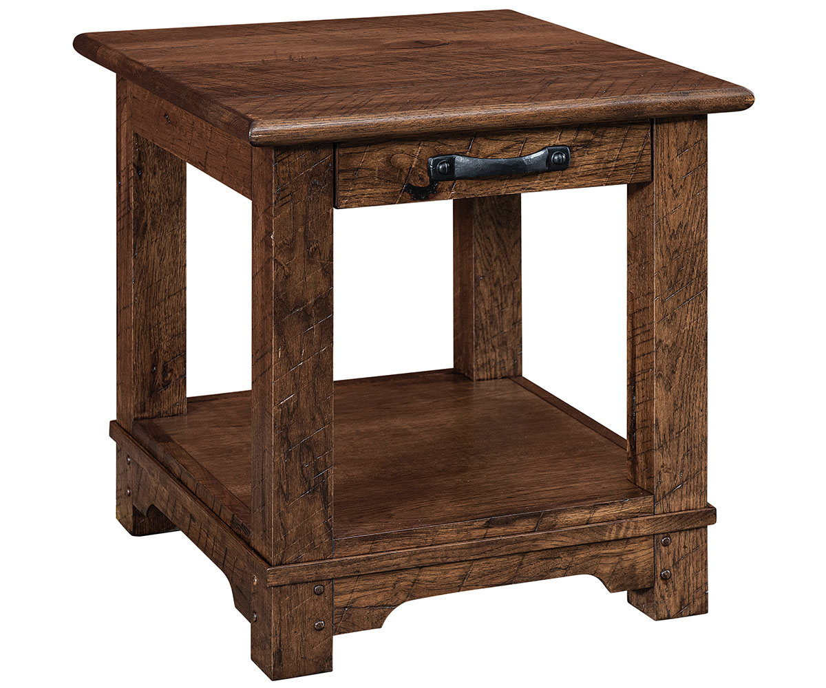 Farmhouse Open End Table | Amish Oak & Cherry | Hickory, NC