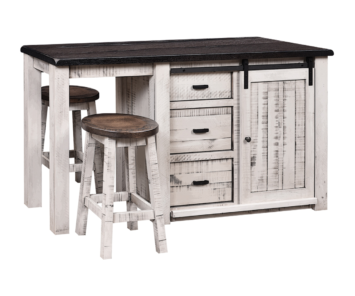 Waynesburg Rough Open End Left Island | Amish Oak & Cherry | Hickory, NC